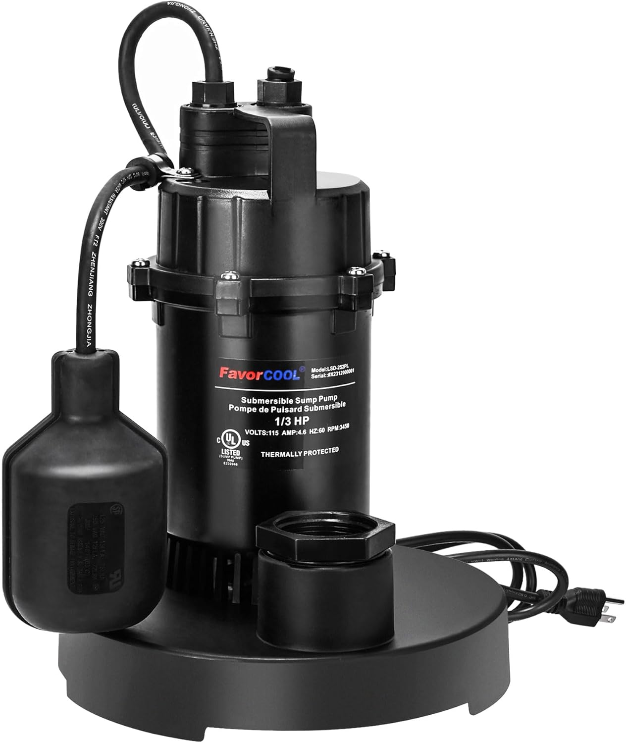1/3 HP Sump Pump Submersible Water Pump 2560GPH Portable Electric Clea ...